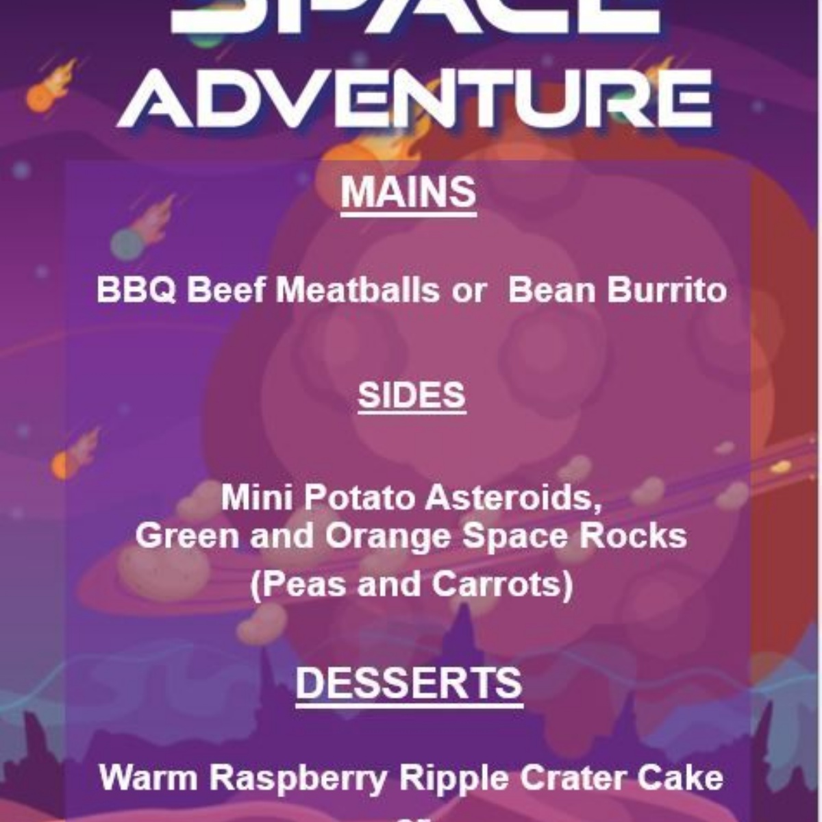 South Rise Primary School - Space adventure lunch this Thursday 6th October